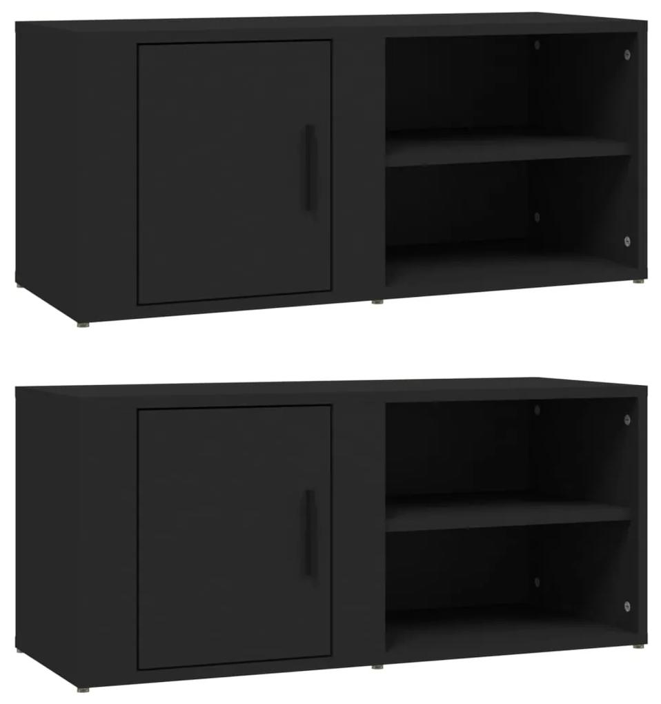 TV skříňky 2 ks černé 80 x 31,5 x 36 cm kompozitní dřevo - Default Title