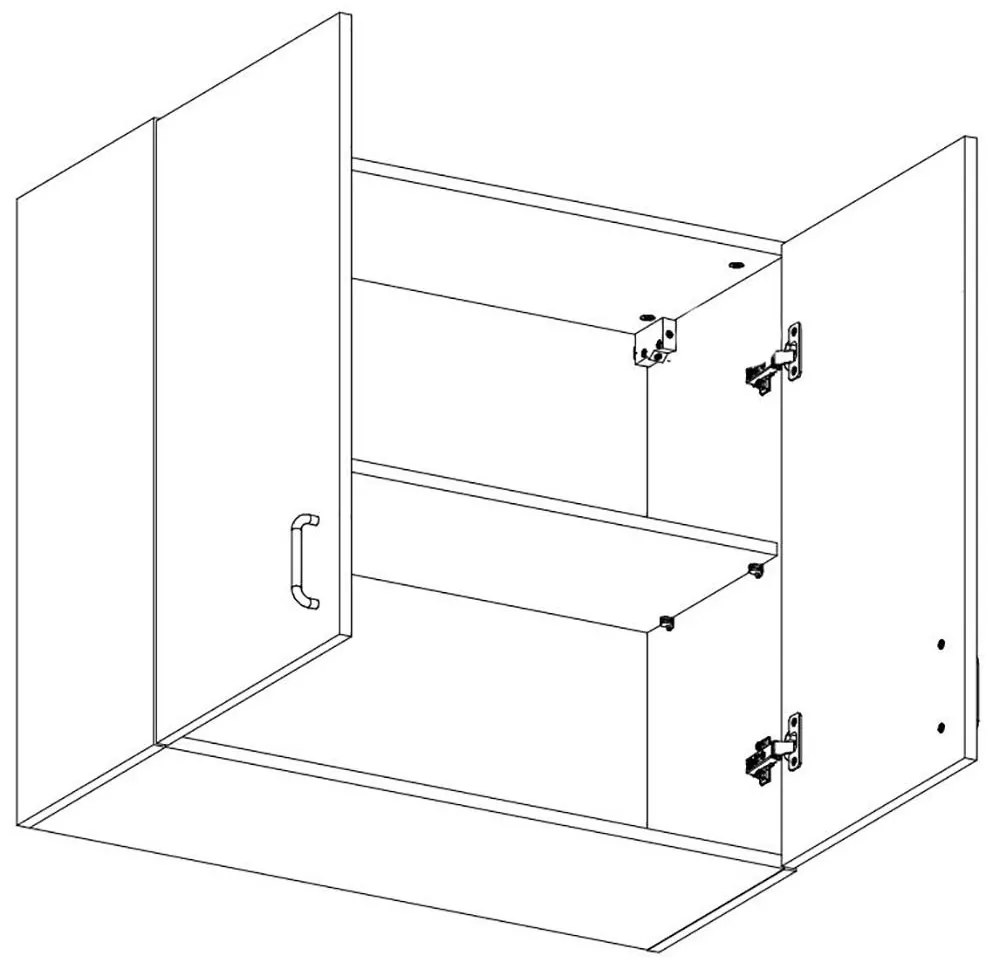 PROVENCE k | horní skříňka G80S prosklená s policí | 80 cm | bílá/borovice andersen