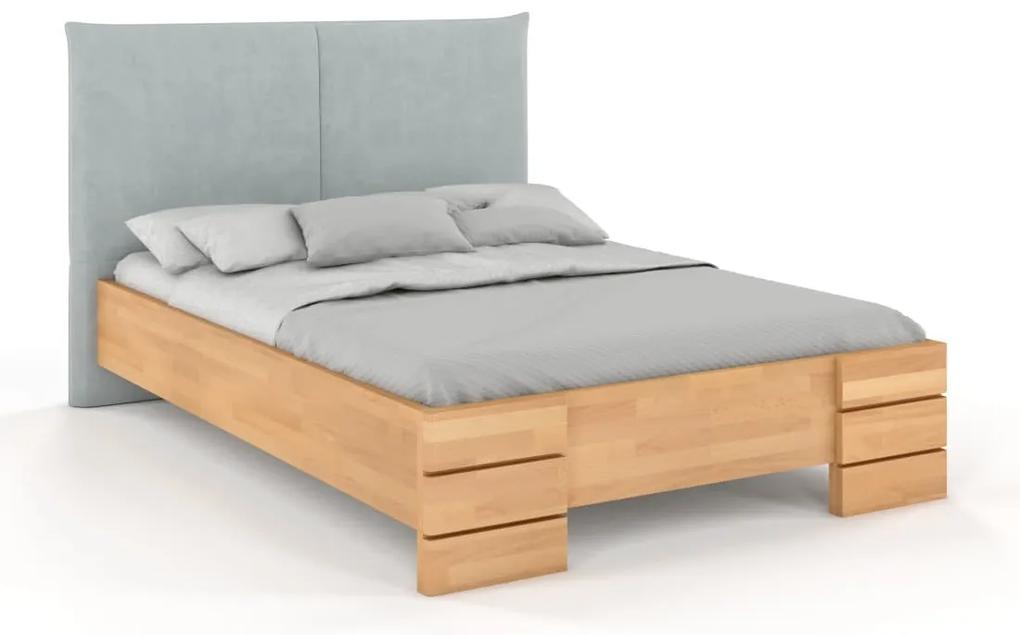 Buková postel s čalouněným čelem - Santap - zvýšená,   ,  180x200 cm