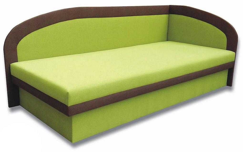 Jednolůžková postel (válenda) 90 cm Melvin (Devon 001 zelená + Devon 009 hnědá) (P). 793138