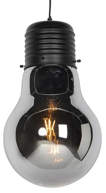 Designová závěsná lampa černá s kouřovým sklem - Nigrum