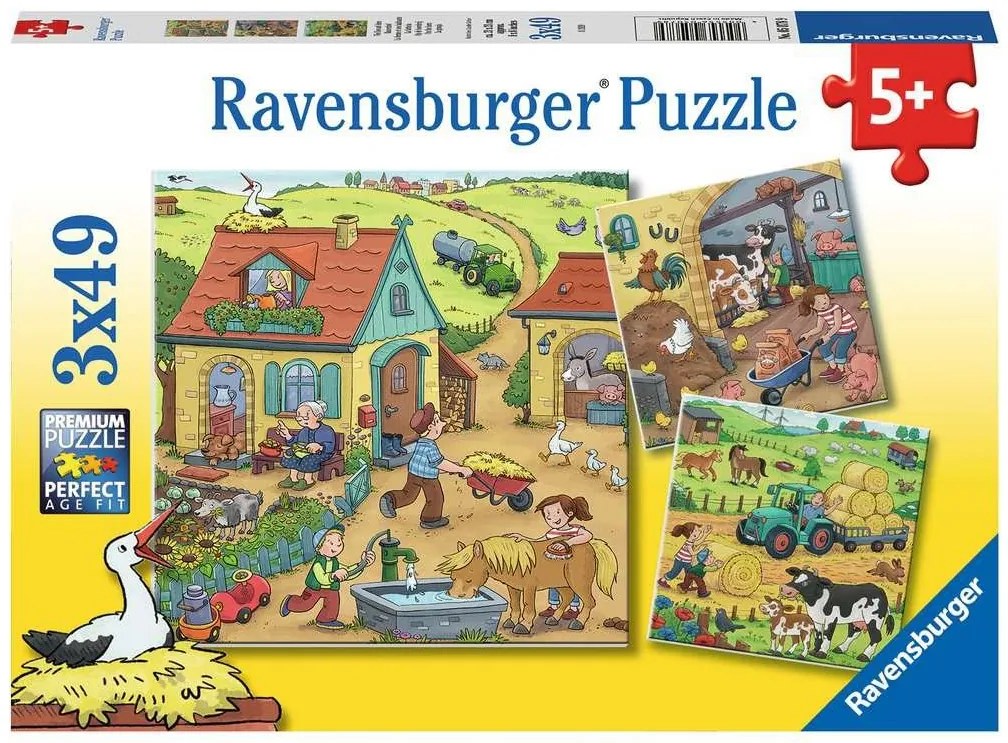 Ravensburger puzzle na farmě 3x49 dílků