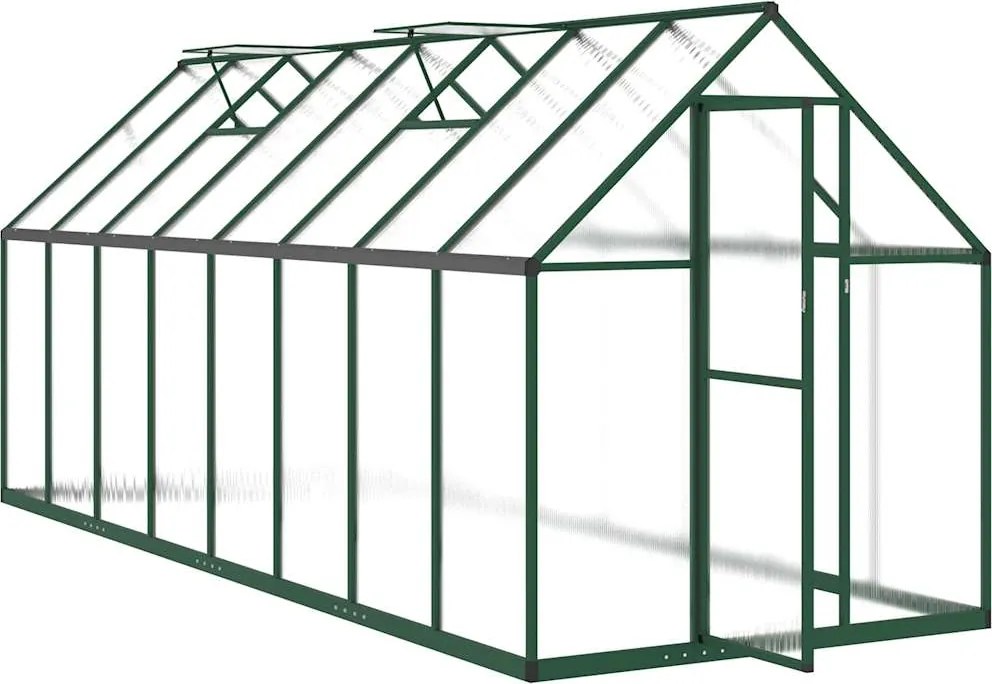 Skleník s podkladovým rámem zelený 445 x 169 x 195 cm hliník 3266333