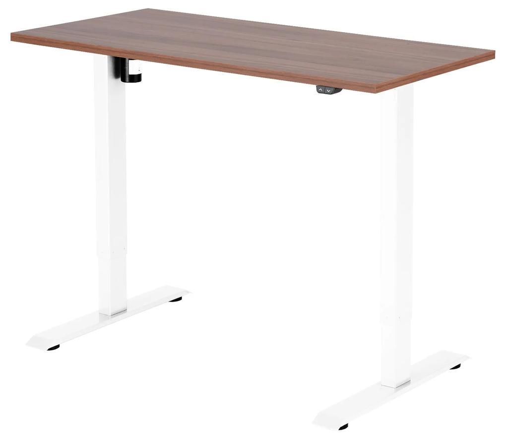 Výškově nastavitelný stůl Liftor 2segmentové nohy bílé,   deska 1180 x 600 x 25mm tmavě hnědá