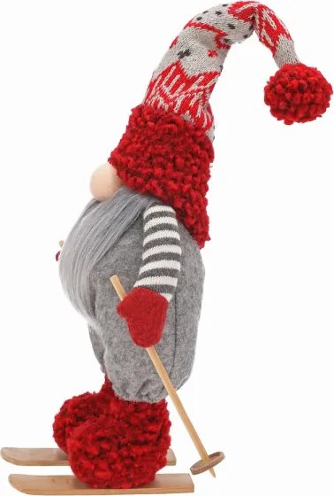 Vánoční dekorace skřítek červená / šedá 40 cm