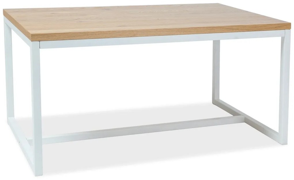 Jídelní stůl 120x80 cm z masivu v dekoru dub s bílou kovovou konstrukcí typ A KN444