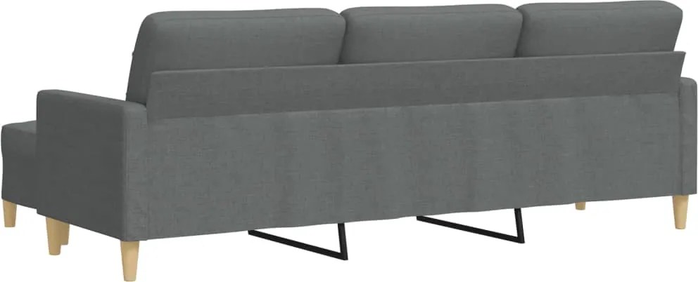 3místná pohovka s podnožkou tmavě šedá 210 cm textil 3278250