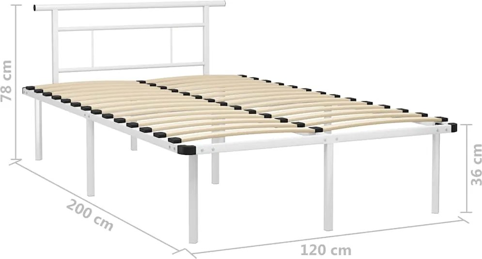 Rám postele bílý kov 120 x 200 cm 324827