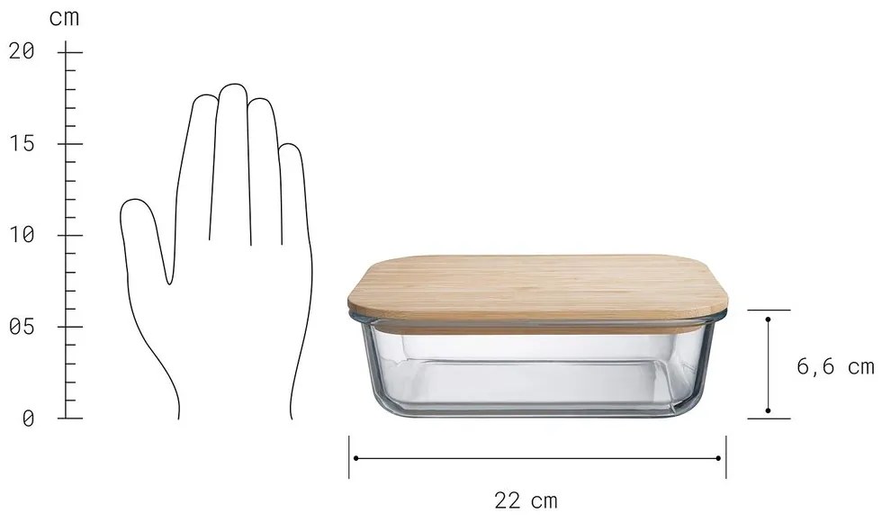 NATURALS Svačinový box s bambusovým víkem 1500 ml - čirá/přírodní