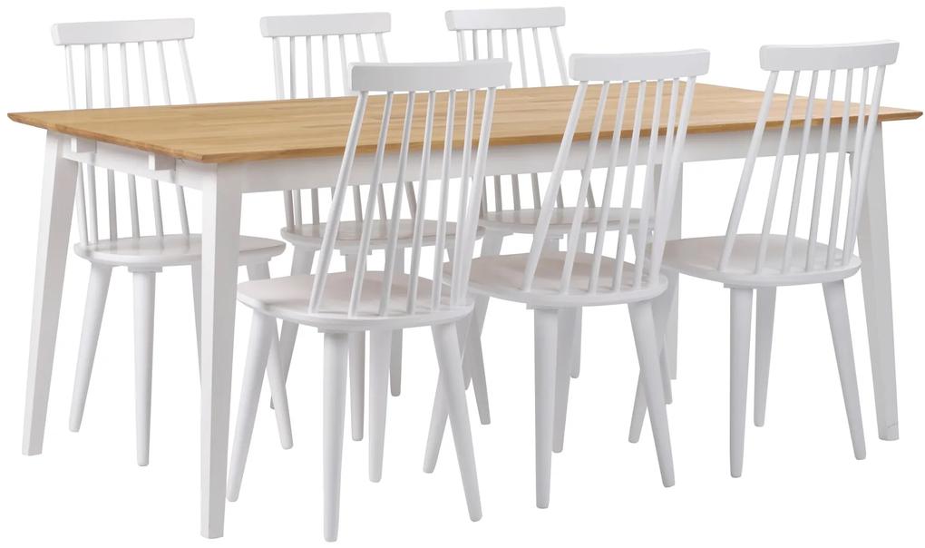 Přírodní/bílý rozkládací jídelní stůl Rowico Sundin,180/230/280 cm