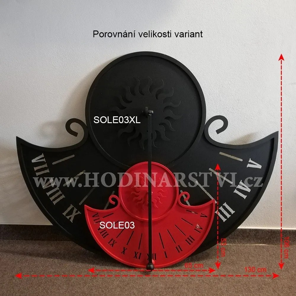 Velké sluneční hodiny SOLE03XL - 130x106 cm z masivního kovu