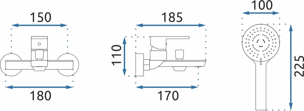 REA Flip, vanová baterie se sprchovou ruční sadou, černá, REA-B2003