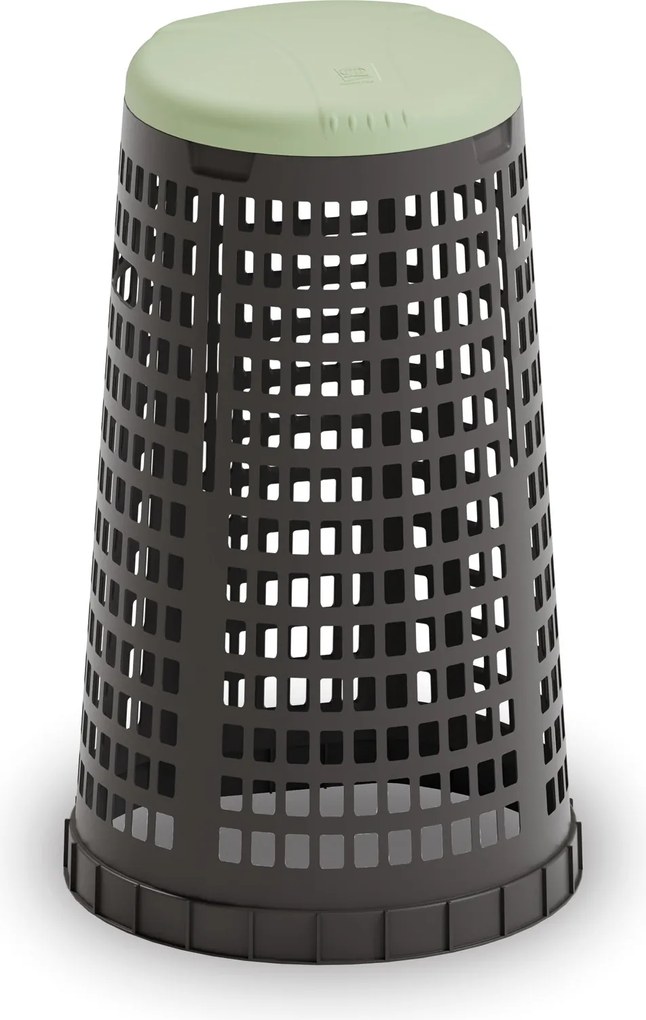Plastový odpadkový koš na 120 l pytle, černý, zelené víko