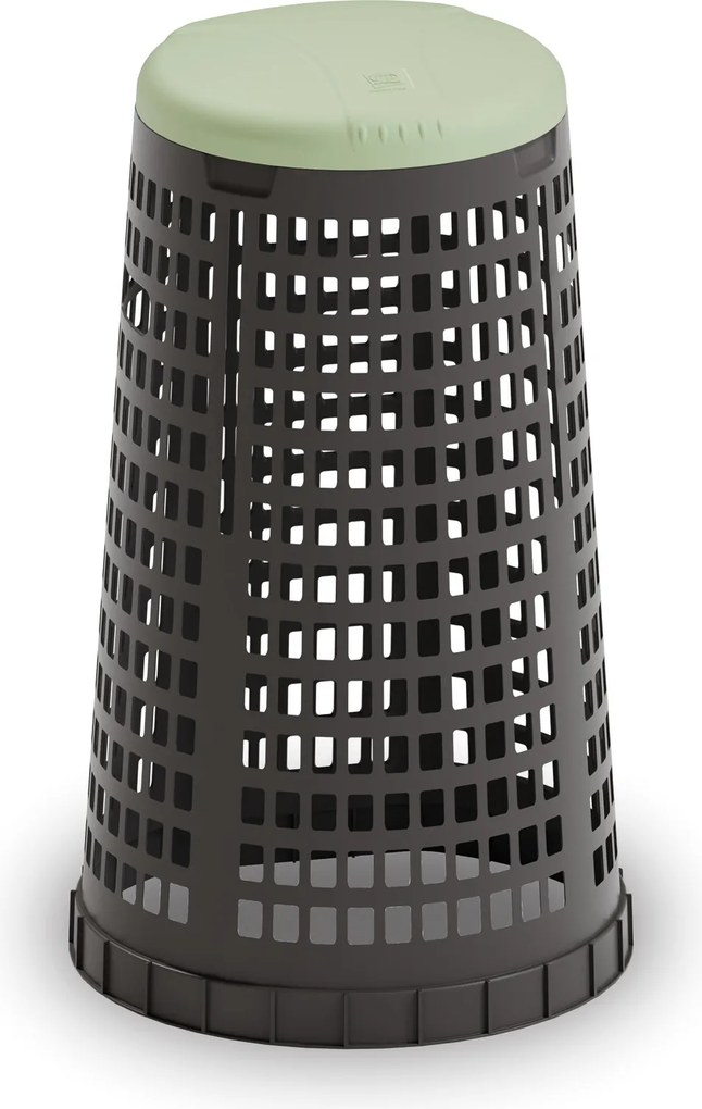 Plastový odpadkový koš na 120 l pytle, černý, zelené víko