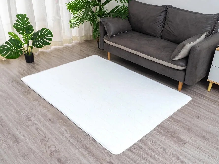 TZ Bílý obdélníkový koberec 3D Rabbit Rozměr: 80x150 cm