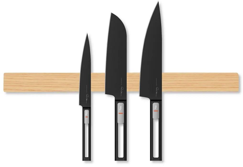Wook | dřevěná magnetická lišta na nože - jasan montáž: montáž na sklo/zeď, velikost: 60 x 4 x 2cm (11 nožů)