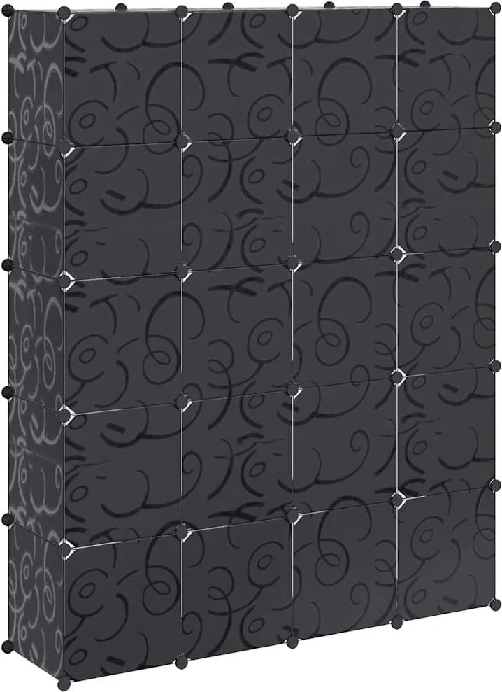 Modulární skříň se 14 přihrádkami černobílá 37 x 146 x 180,5 cm 240499