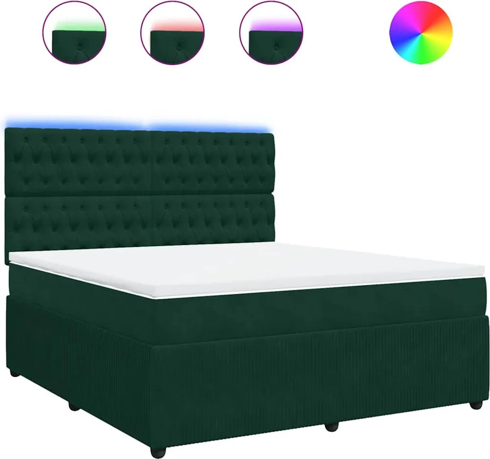 Box spring postel s matrací tmavě zelená 180x200 cm samet 3294715