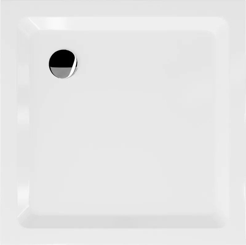Mexen SLIM - Čtvercová sprchová vanička 70x70x5cm + chromový sifon, chromový bílá, 40107070