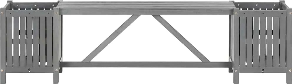 Zahradní lavice se 2 truhlíky 150 cm masivní akácie šedá 311823