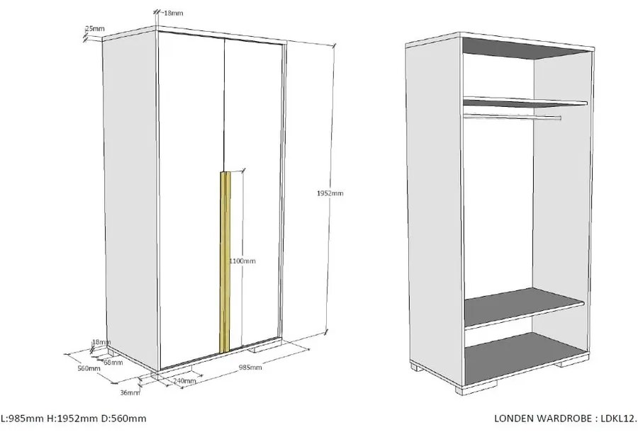 Tmavě šedá dětská šatní skříň 98x195 cm London – Vipack