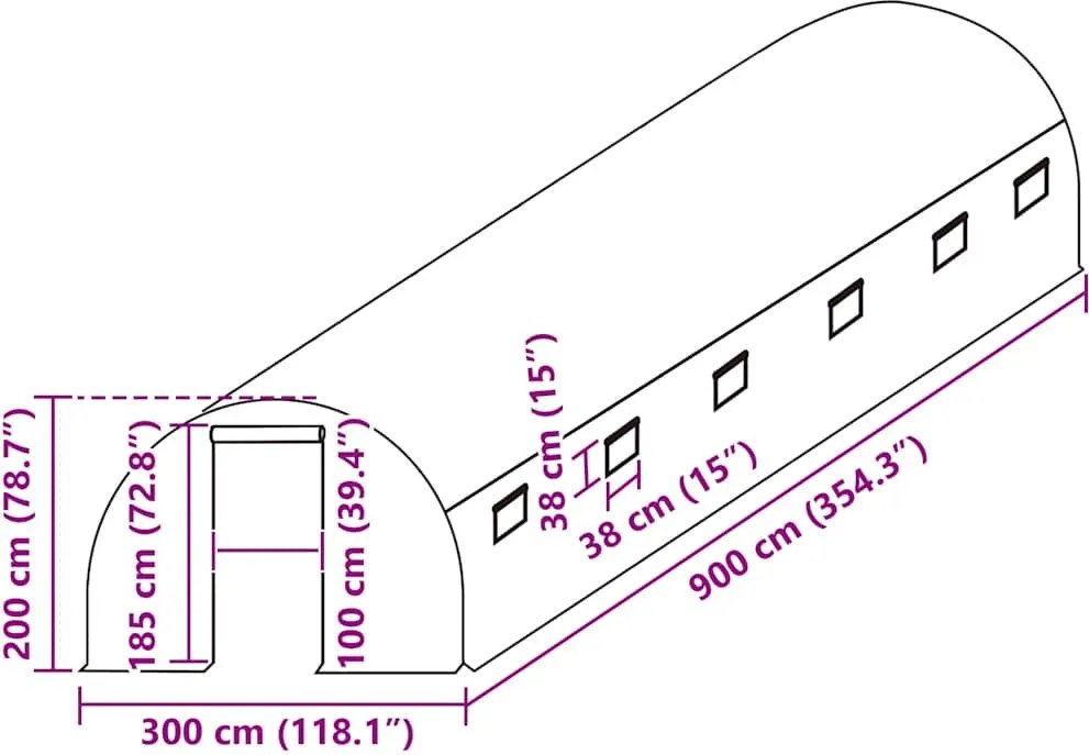 Náhradní plachta na skleník (27 m²) 300 x 900 x 200 cm zelená 316432