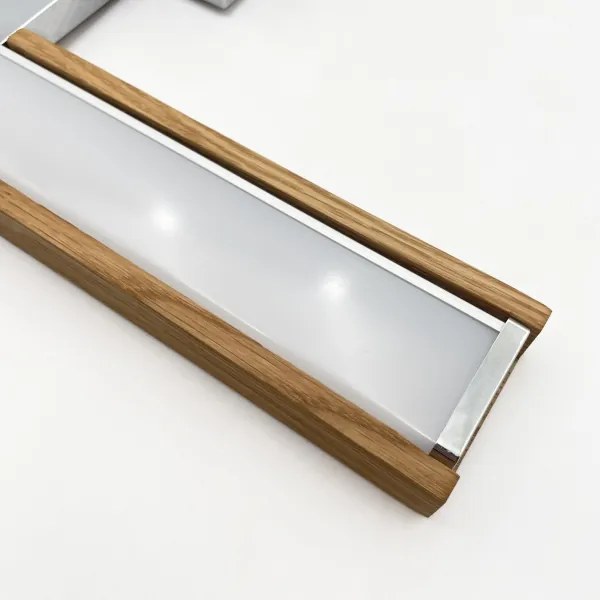 BRILAGI-LED Koup osvět zrcadla 3v1 WOODY MIRROR LED/8W/230V 40 cm IP44 chrom/dub