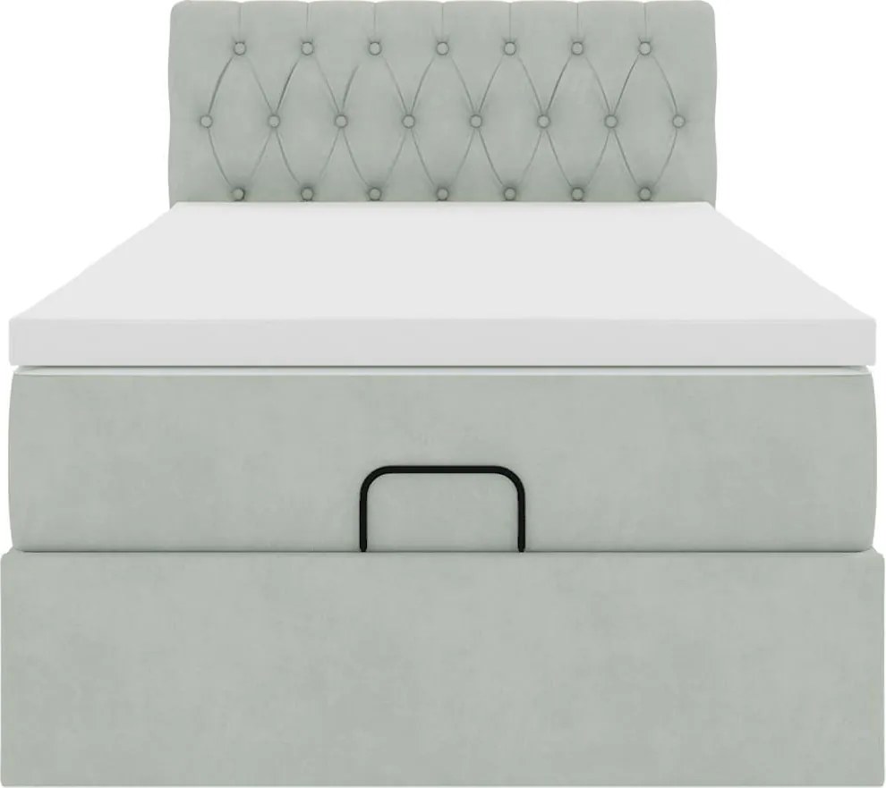 Osmanský rám postele s matrací světle šedá 90x200cm samet 3312668