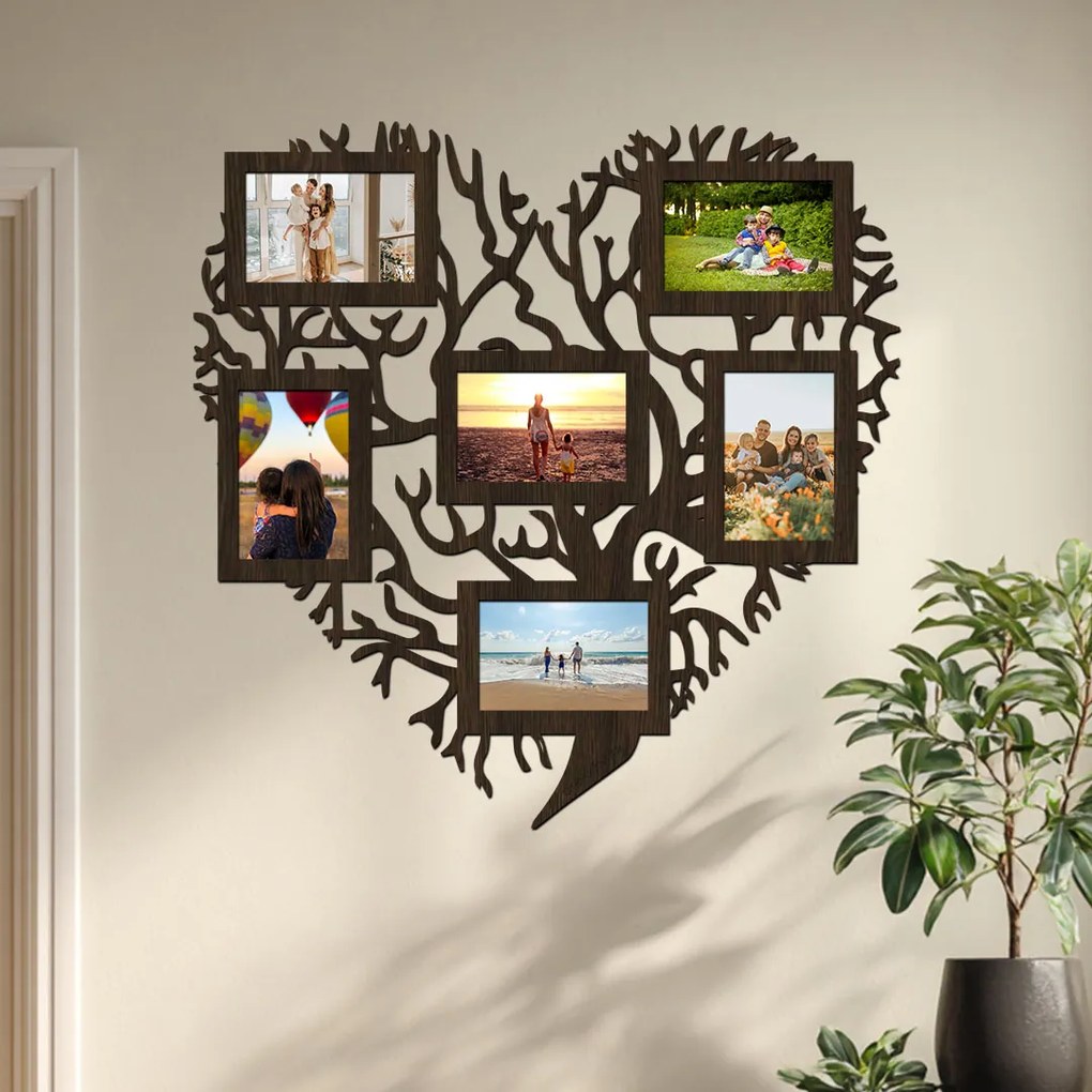 dřevo života Dřevěný fotorámeček Srdcový strom II Zvolte barvu dekoru: Wenge, Zvolte velikost fotografie (cm): 13x18