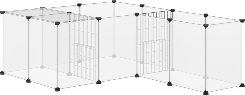 Pawhut DIY Ohrada pro domácí zvířata s 20 pryskyřičnými panely - Modulární klec pro malé zvířata pro morčata, králíky a činčily 175x70x45 cm Bílá