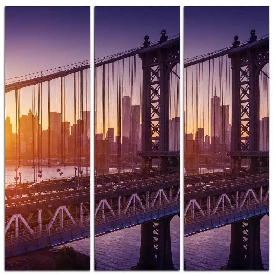 Obraz na plátně - Západ slunce nad Manhattanem - čtverec 326B (105x105 cm)
