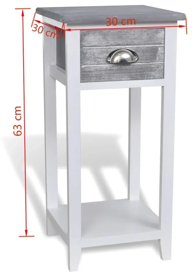 vidaXL Noční stolek s 1 zásuvkou šedobílý