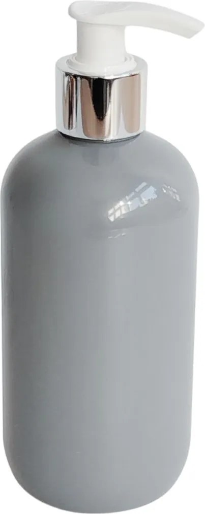 Dávkovač na mýdlo 300 ml šedý s bílo-stříbrnou pumpičkou BELA