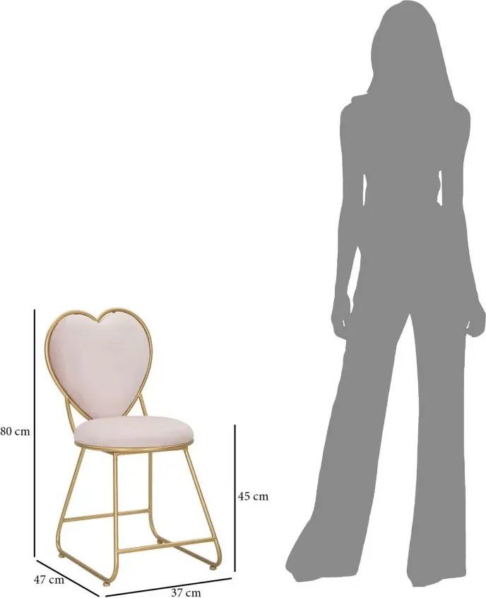 Designová jídelní židle Heart světle růžová/zlatá
