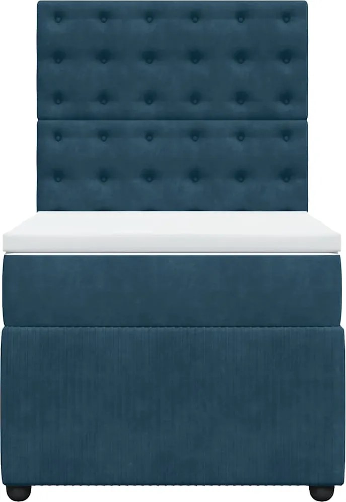 Box spring postel s matrací modrá 90 x 200 cm samet 3294554