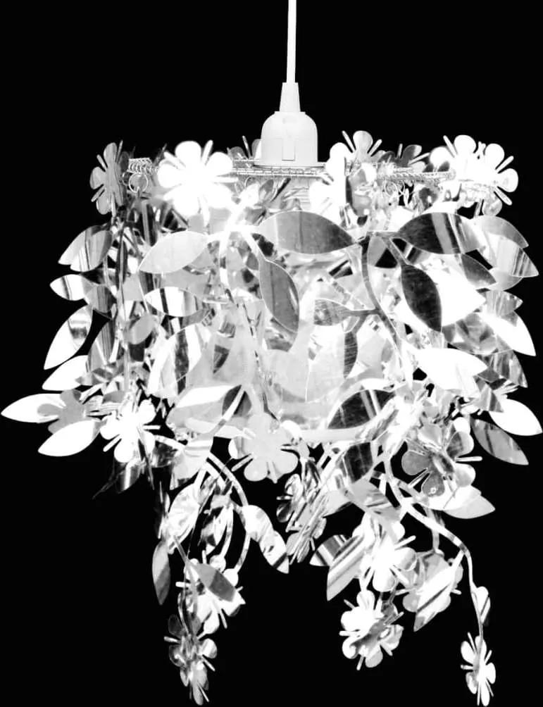 vidaXL Závěsné svítidlo lustr s třpytivým listy, 21,5 x 30 cm, [241129] Barva: Stříbrná