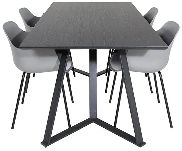Marina Comfort stolová souprava černá / šedá plast