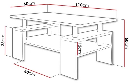 Konferenční stolek CUBE 50x110 cm dub sonoma