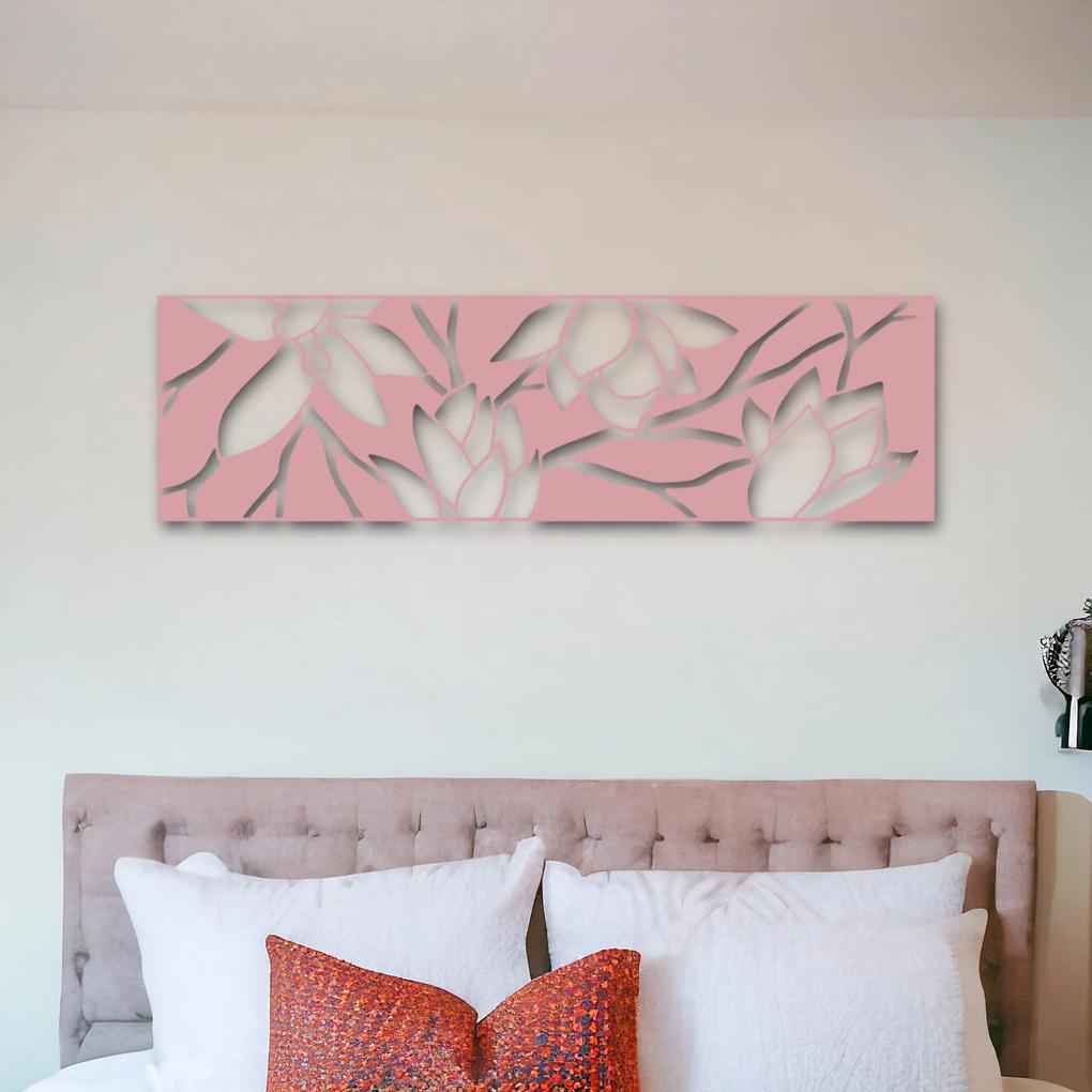 Květiny - kovový obraz na zeď Velikost: 200cm, Barva: Pink
