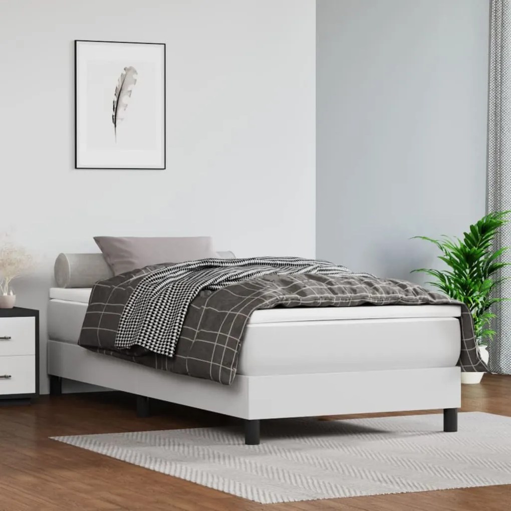 Rám postele s boxspringem bílý 90 x 200 cm umělá kůže 3120677
