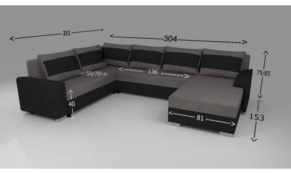 Čalouněná univerzální rozkládací sedací souprava do U OXFORD hnědá/taupe