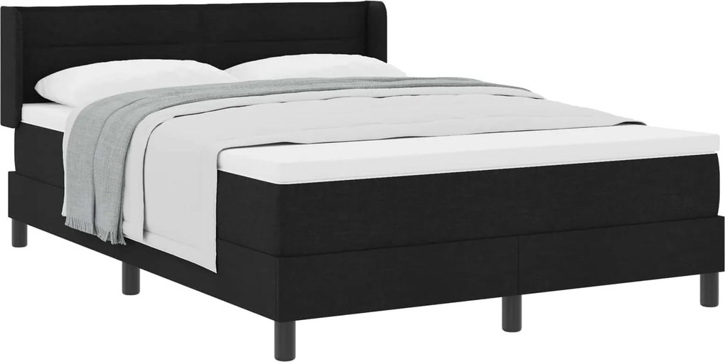 Postel s boxspringem s čelo Černý 200 x 140 cm textil 3341043