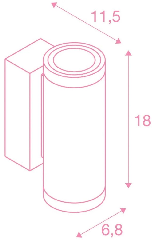 SLV 1003424 Enola Round Up/Down S, venkovní nástěnné svítidlo, LED 7W 3000/4000K, antracit, výška 18cm, IP65