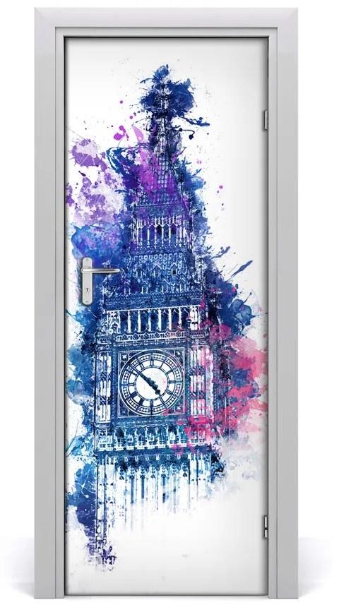 Samolepící fototapeta na dveře Barevný Big Ben 75x205 cm