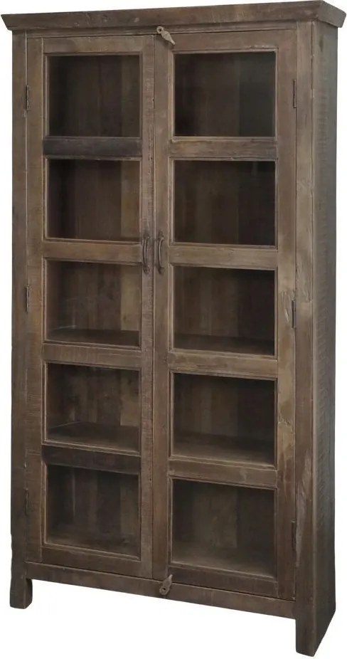 Hnědá antik dřevěná vitrína z recyklovaného dřeva Grimaud - 100*40*185 cm