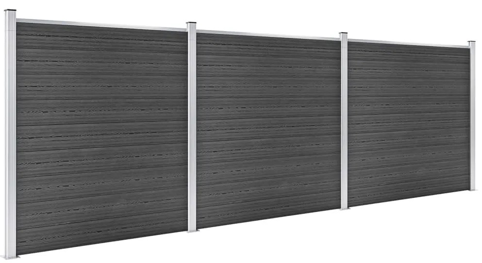 vidaXL Marketos Set plotových dílců WPC 526 x 186 cm černý