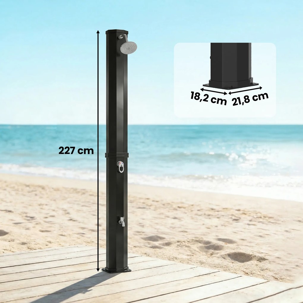Solární sprcha 60L zahradní sprcha s otočnou dešťovou hlavicí, nastavitelná teplota
