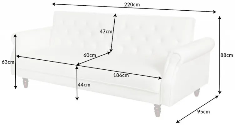 Designová pohovka Scarlet Belle II rozkládací 220cm - přírodní