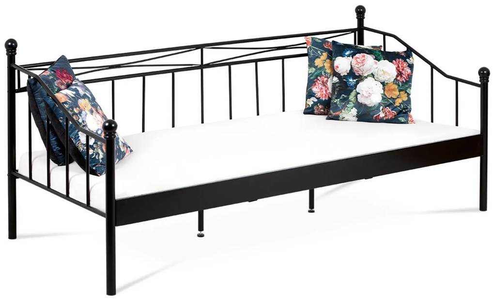 Postel jednolůžková BED-1905 BK, 90x200 cm, kovová konstrukce, černý matný lak