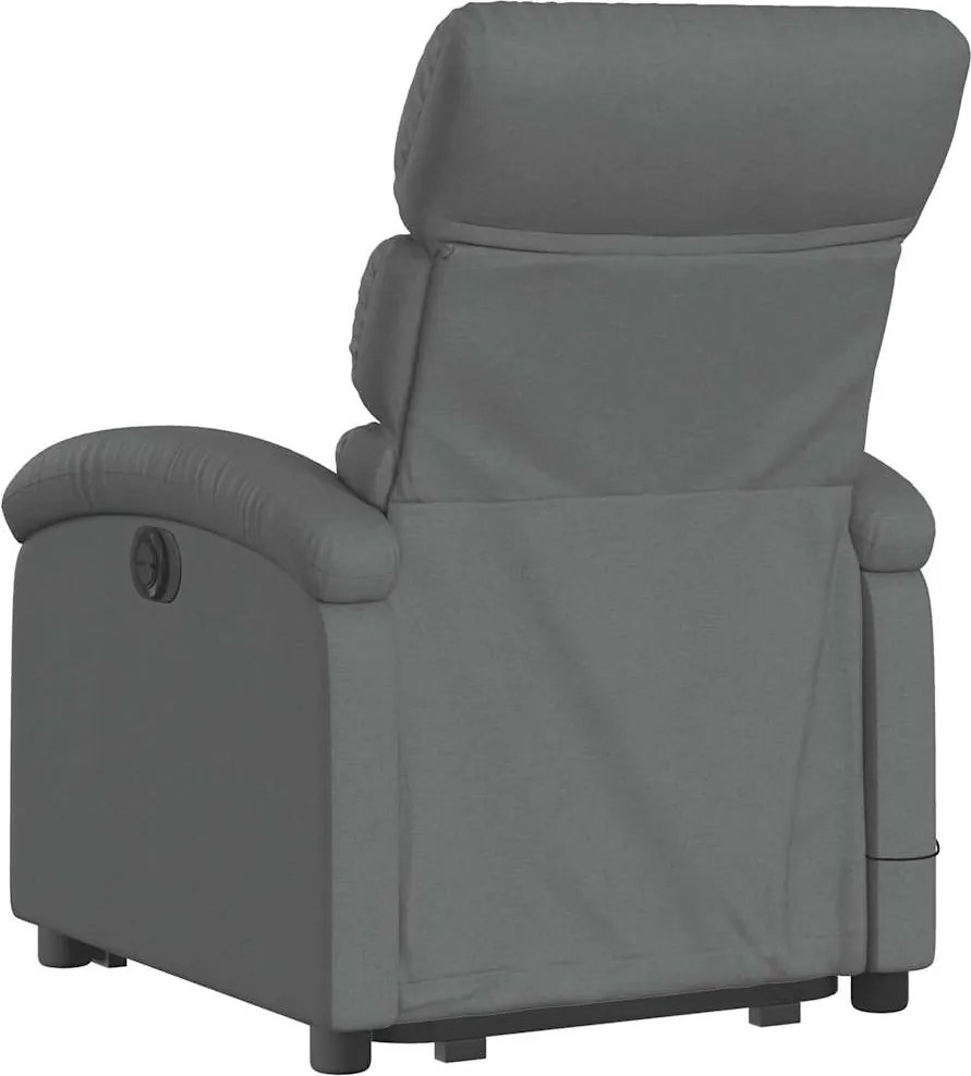 Zvedací masážní polohovací křeslo tmavě šedé textil 3203991